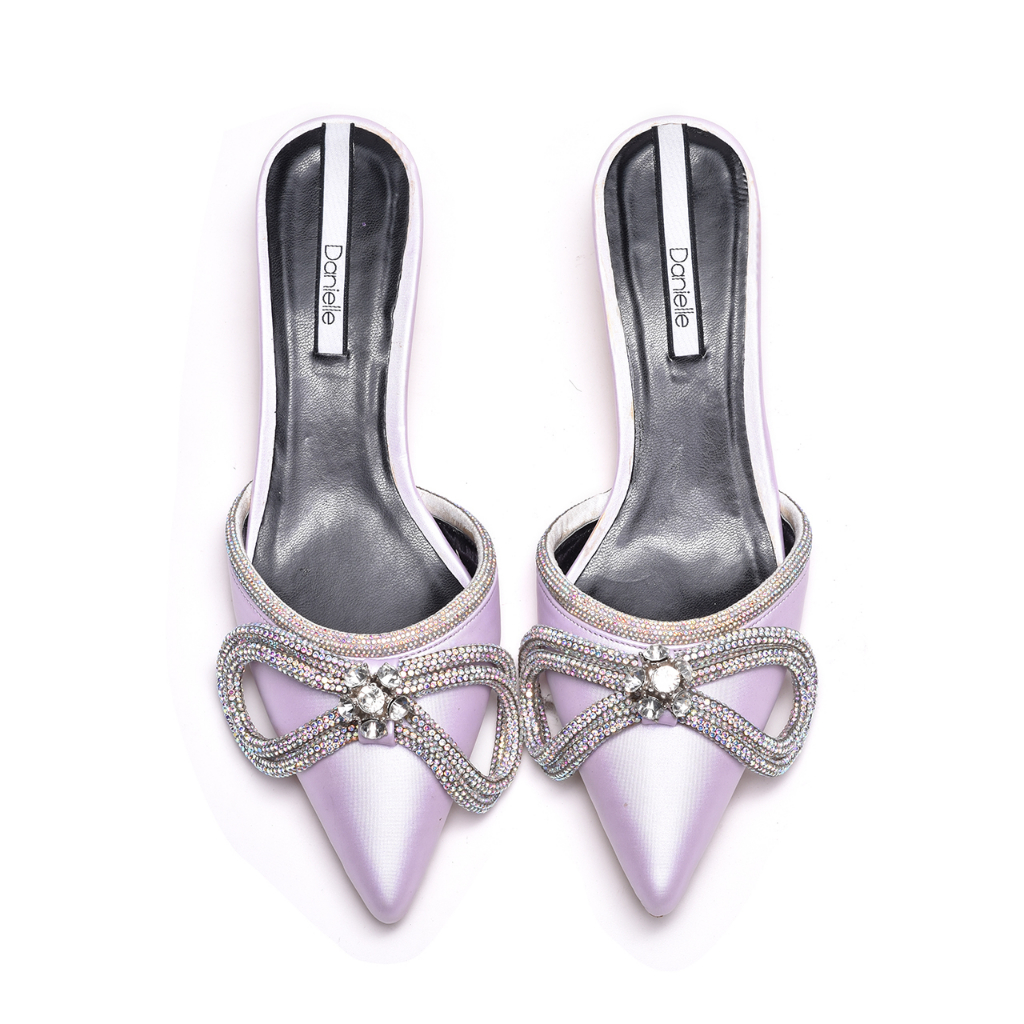 Jual DANIELLE sepatu hak kaca wanita Melissa Ungu tali pita berlian ...