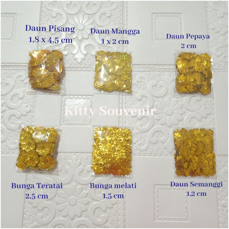 Jual Payet warna emas : daun pisang, daun mangga, daun semanggi, daun ...