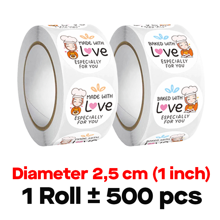 Jual Sticker Label Handmade Baked with Love Bundar diameter 2,5 cm (1 ...