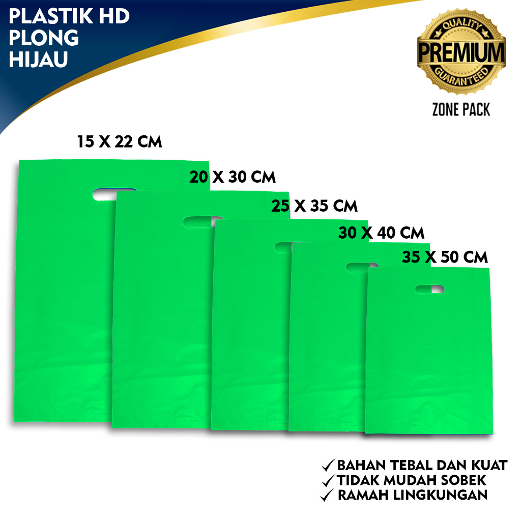 Jual Plastik Packing Baju Plong Hijau Isi 100 PCS | Kantong Kresek HD ...