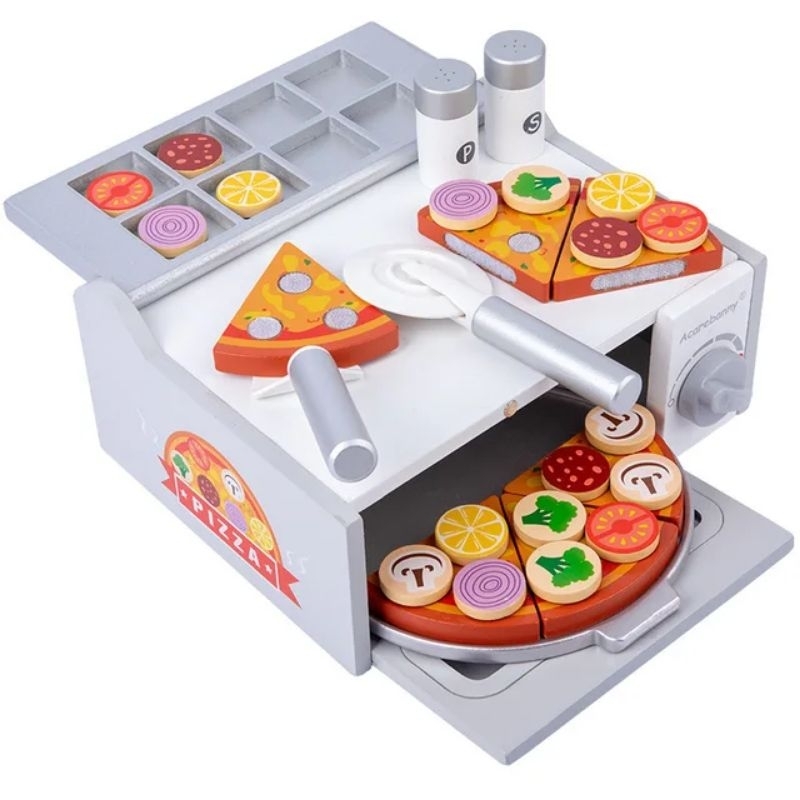 Jual kids wooden pizza oven/mainan masak pizza anak | Shopee Indonesia
