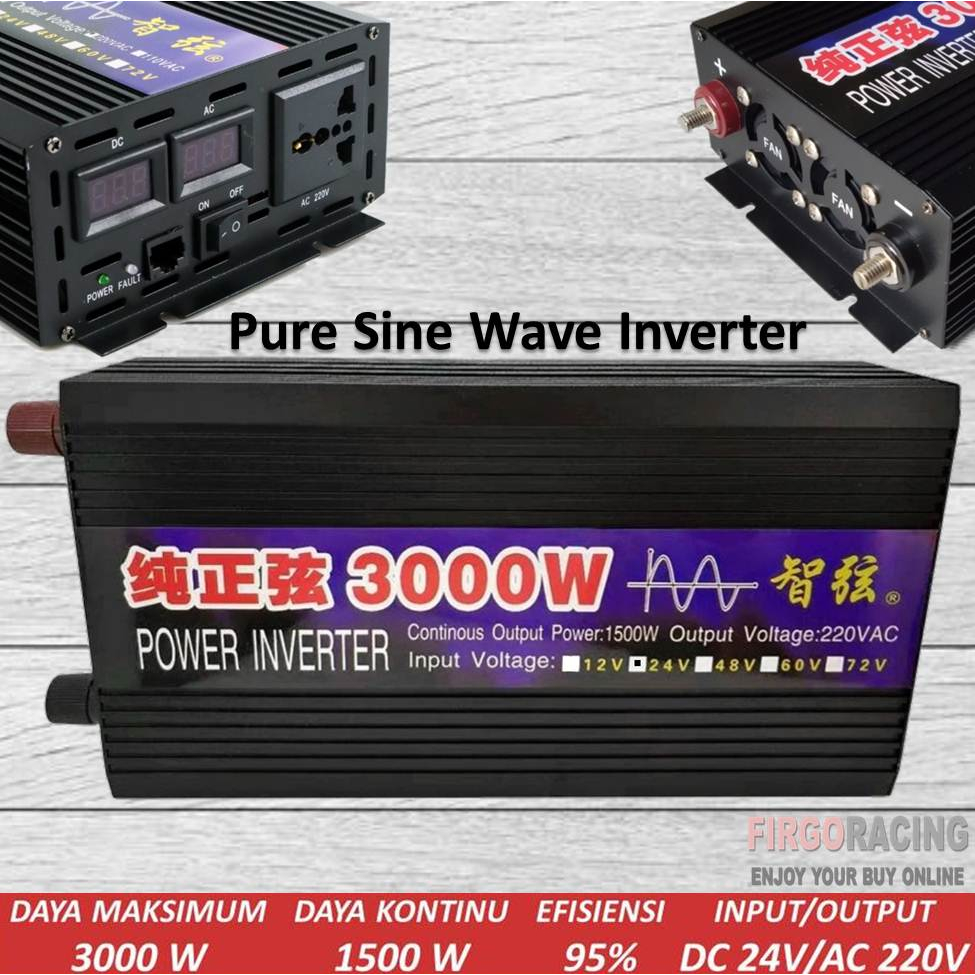 Jual Power Inverter Pure Sine Wave DC 24V To AC 220V 3000 Watt | Shopee Indonesia