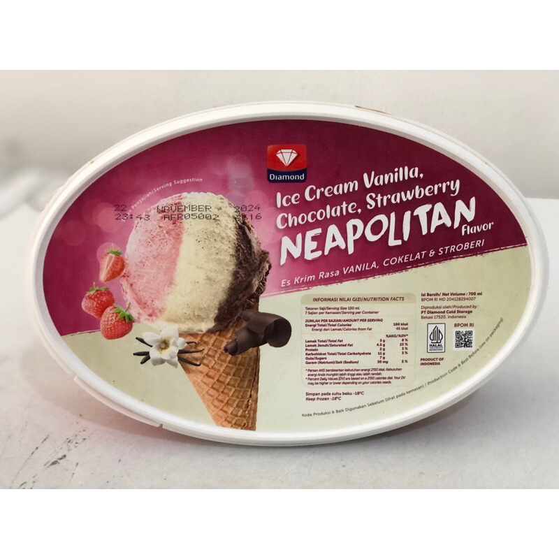 Jual Diamond Ice Cream Neapolitan / Es Krim Neapolitan 700ml | Shopee ...