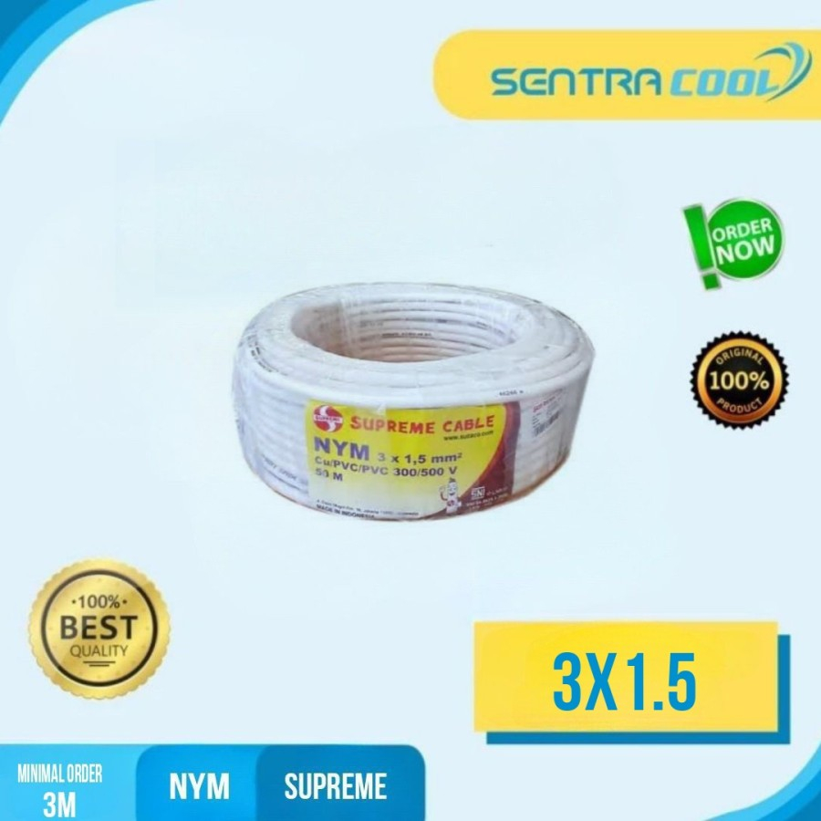 Jual kabel nym supreme 3x1.5 per meter ori 100% | Shopee Indonesia