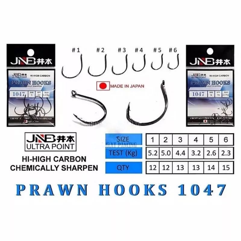 Jual MATA KAIL UDANG JNB PRAWN HOOKS HI-HIGH CARBON 1047 | Shopee Indonesia