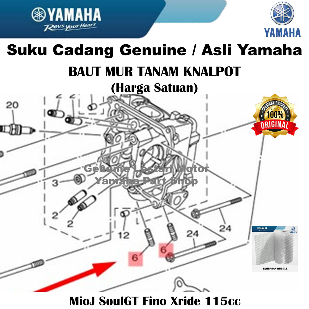 Jual Baut Mur Tanam Knalpot SoulGT MioJ Fino Xride 115 Asli Yamaha ...