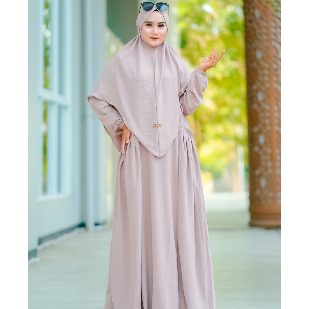 Jual Gamis Set Hijab Amira Kekinian Bahan Crinkle Airflow Adem Dan ...