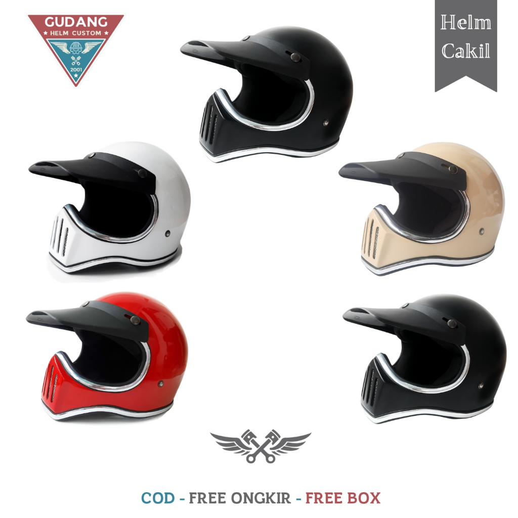 Jual Helm Cakil Custom Retro Bahan Fiber | Shopee Indonesia