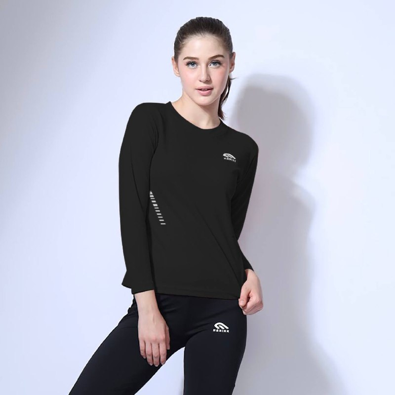 Jual MANIAK Baju Olahraga Wanita Lengan Panjang Kaos Running Muslimah Lari Gym Senam Bulutangkis ...
