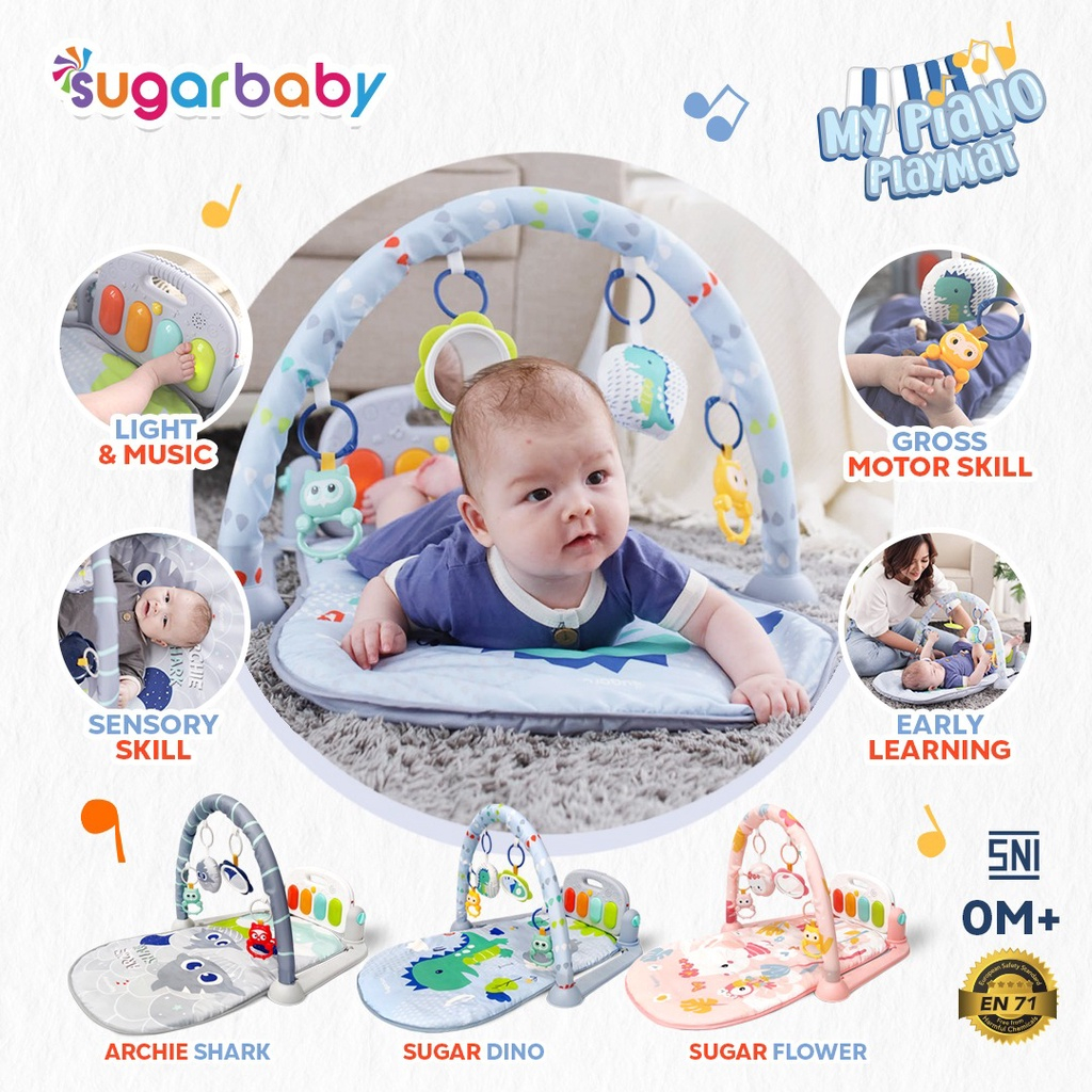 Jual Sugar Baby My Piano all in 1 Playmat Baby Gym musik mainan rattle ...