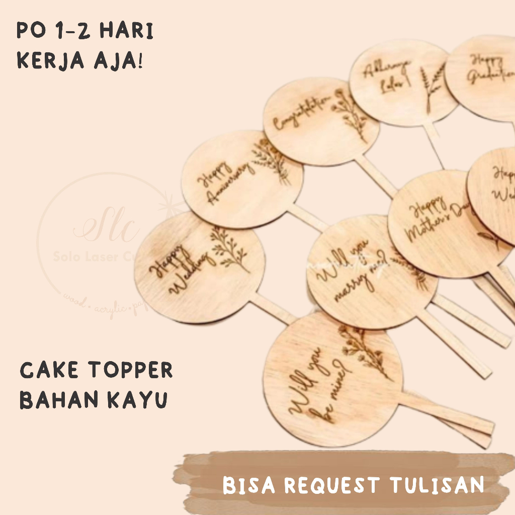 Jual Topper Kayu / Cake Topper / Topper Serbaguna / Costum Topper Kayu ...