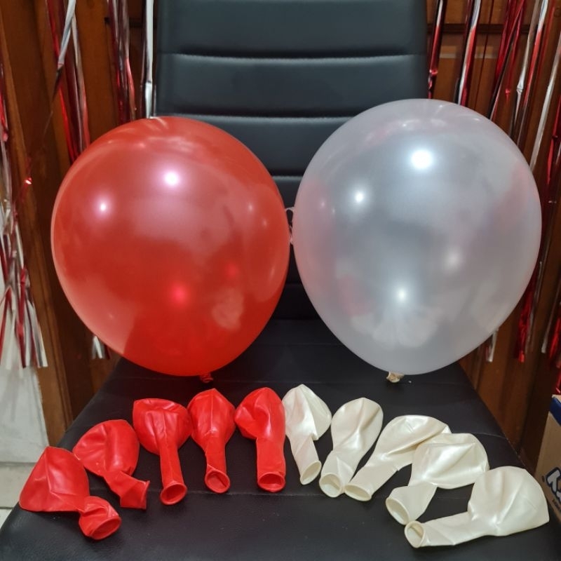 Jual Balon Latex Merah Putih Metalik isi 10/ Balon Merah Putih HUT RI ...