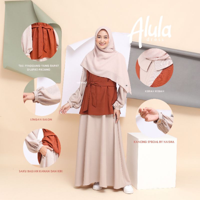 Jual naisha official Alula dress 3 in 1 gamis kekinian | Shopee Indonesia