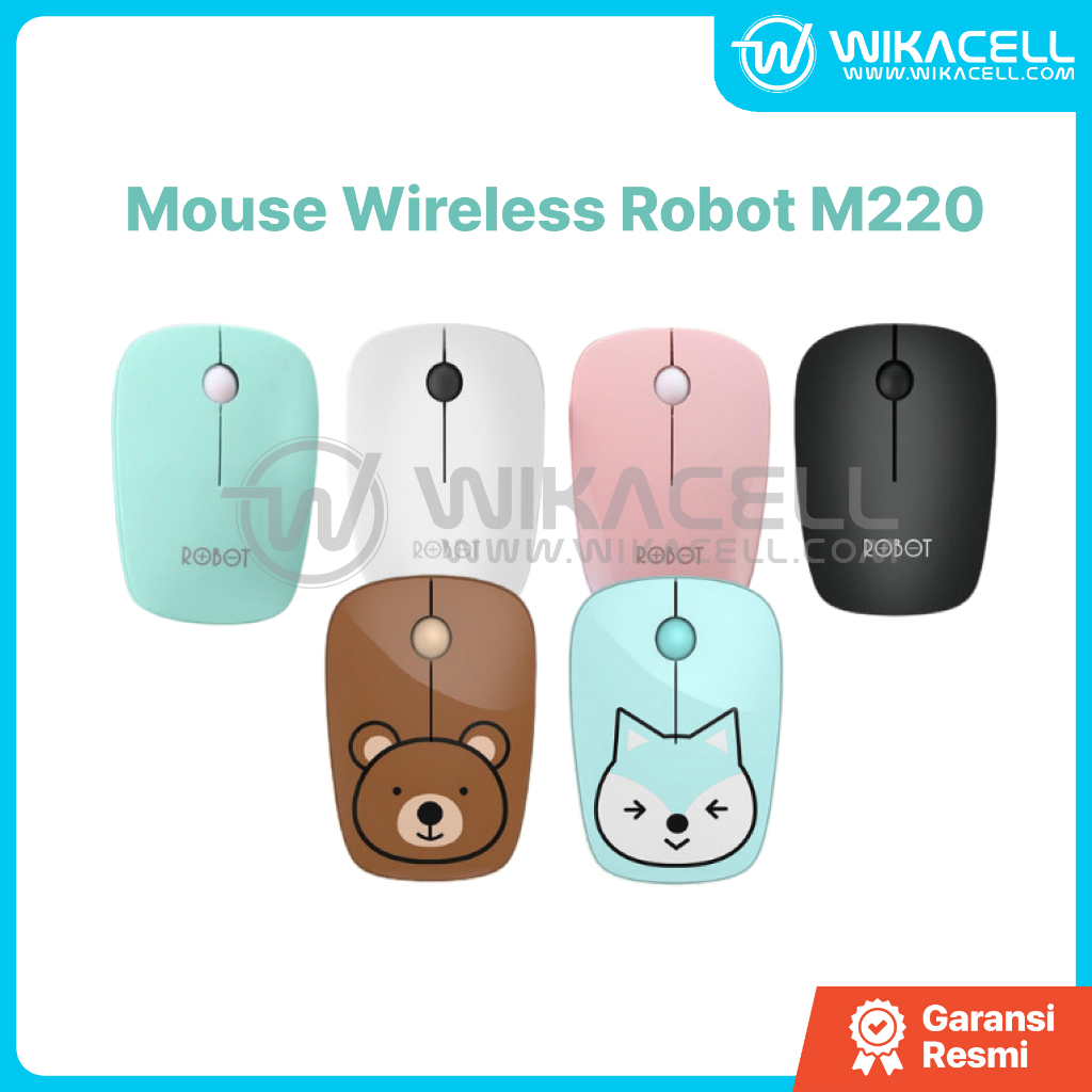 Jual Mouse ROBOT M220 - Pink / Green / Black / White / Bear Brown ...