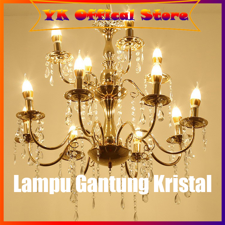 Jual Lampu Gantung Kristal Ruang Tamu Gaya Retro 6/8/12 Lampu Dekorasi ...