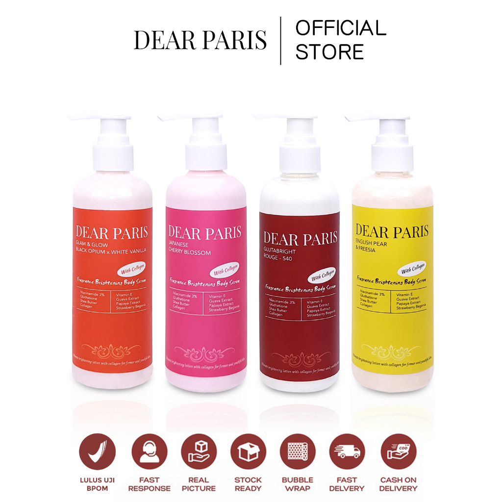 Jual DEAR PARIS Fragrance Brightening Body Serum 300 ML With Collagen ...