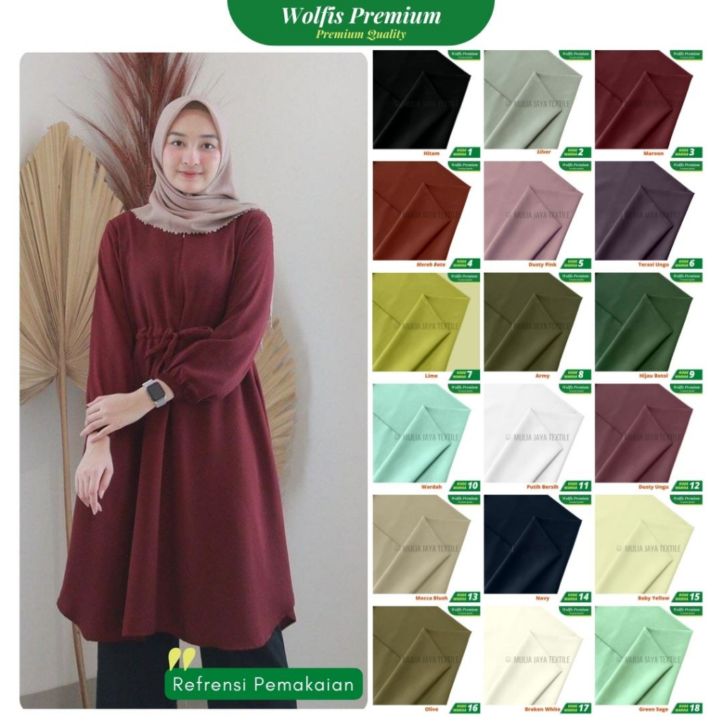 Jual Kain Wolfis Woolpeach Premium Meteran Grade A Paling Lembut WPM ...