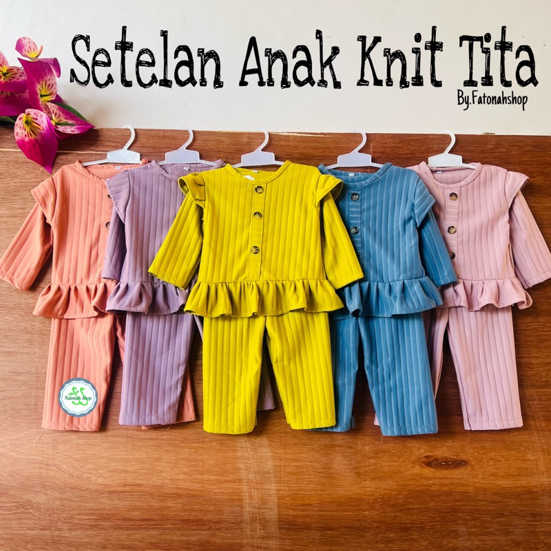 Jual Setelan Anak 1 2 3 4 Tahun Anak Cewek Perempuan Set Knit Ruffle lengan panjang Celana ...