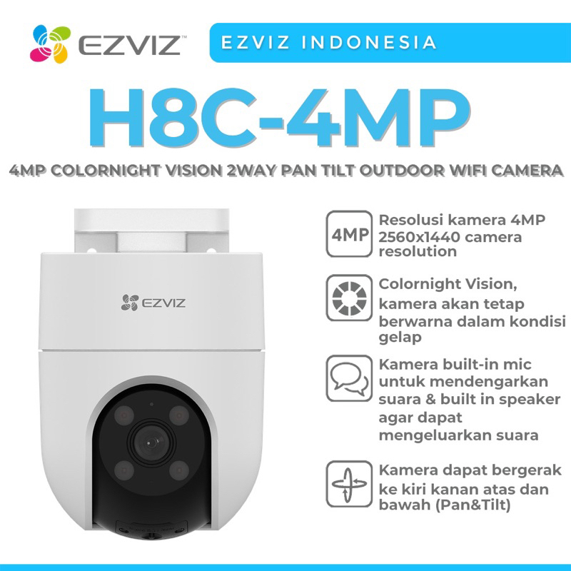 Jual CCTV EZVIZ IP CAM H8C 4MP 2K Color IPC Night Vision 2 Way Audio ...