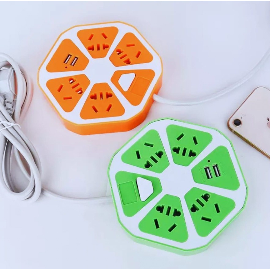 Jual Colokan Listrik Jeruk | Stop Kontak Universal USB Hexagon Socket 4 ...