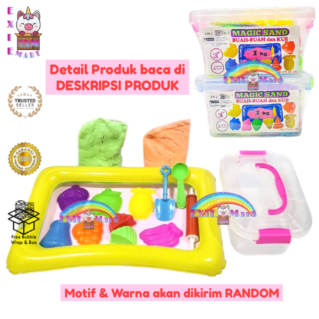 Jual MAINAN ANAK [PS20B,C,D] PASIR AJAIB 1 KILO + CETAKAN + SEKOP ALAT ...