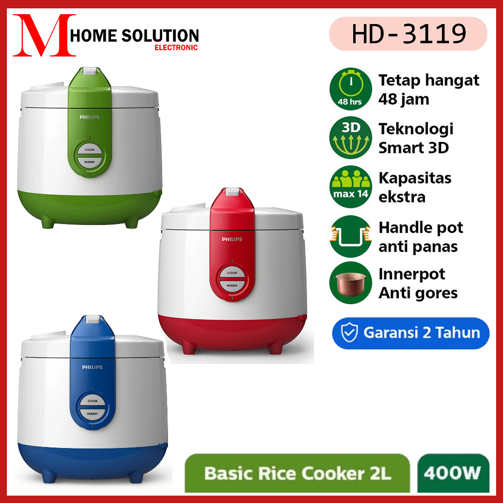 Jual RICE COOKER PHILIPS HD-3119 - 2 LITER - PENANAK NASI PHILIPS - 2 ...