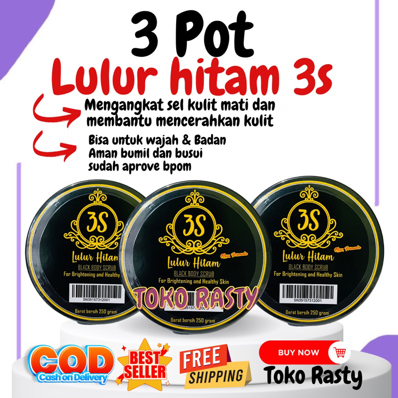 Jual LULUR HITAM 3S ISI 3 POT ORIGINAL SAMARINDA | Shopee Indonesia