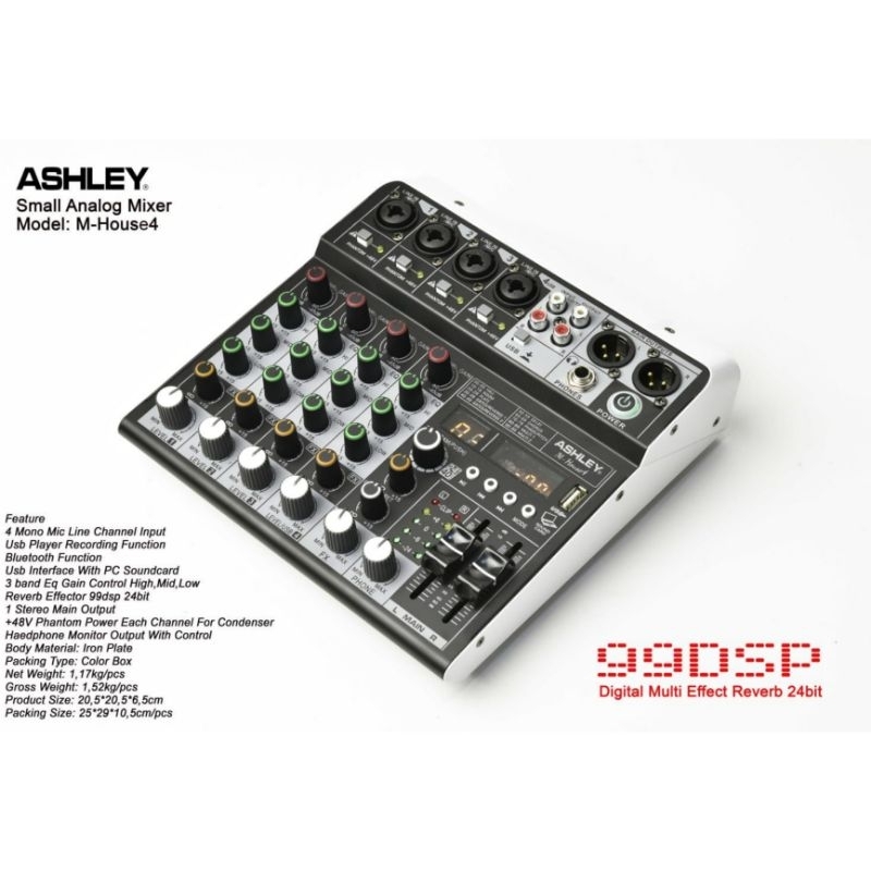 Jual Mixer Ashley M House 4 Original 4 Channel Bluetooth - USB Interface | Shopee Indonesia