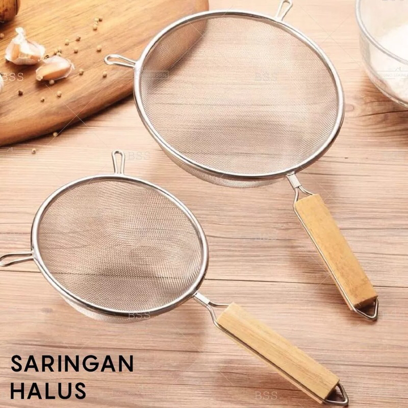 Jual Saringan Halus Stainless Gagang Kayu Tepung Bumbu | Shopee Indonesia
