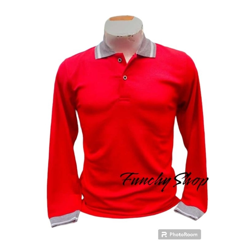 Jual KAOS POLO TANGAN PANJANG MERAH - POLO SHIRT - POLO POLOS MERAH ...