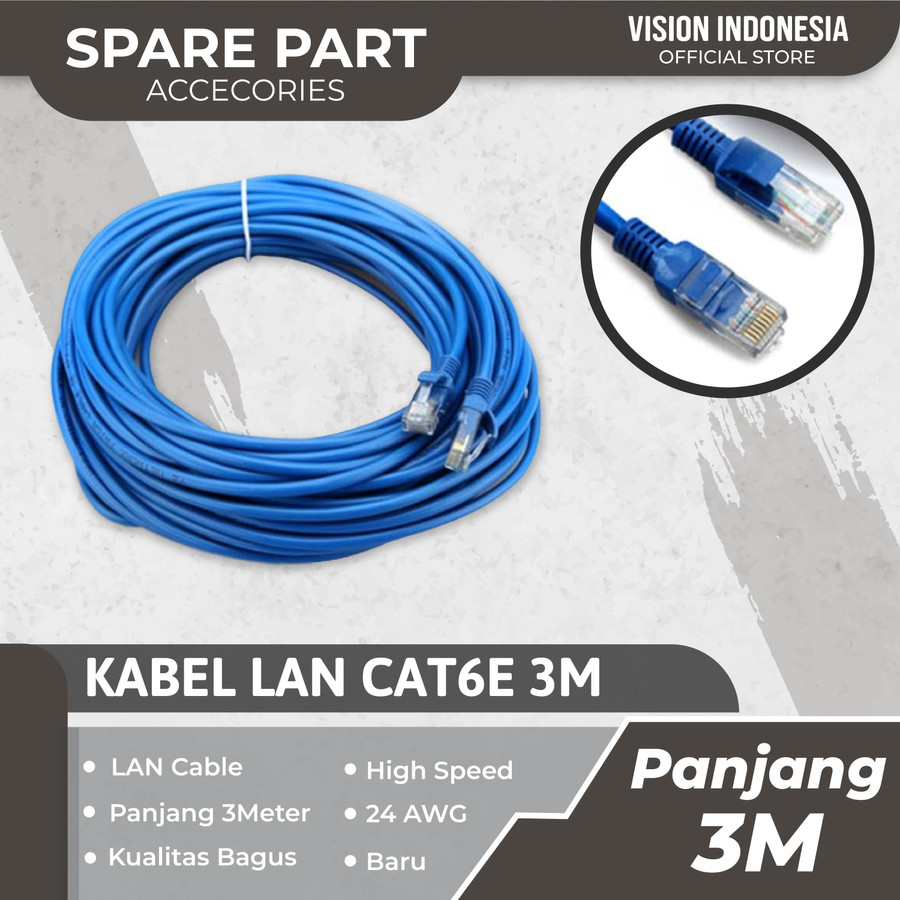 Jual Kabel LAN Set CAT6E 3M Kabel LAN CAT6 3 Meter Full Set | Shopee Indonesia
