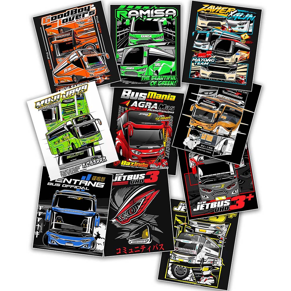 Jual stiker bus mania sticker bis telolet isi 5 pcs bahan graftac ...