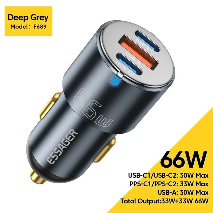 Jual Essager Adaptor Car Charger Dual Type C Fast Charging 66W Samsung ...