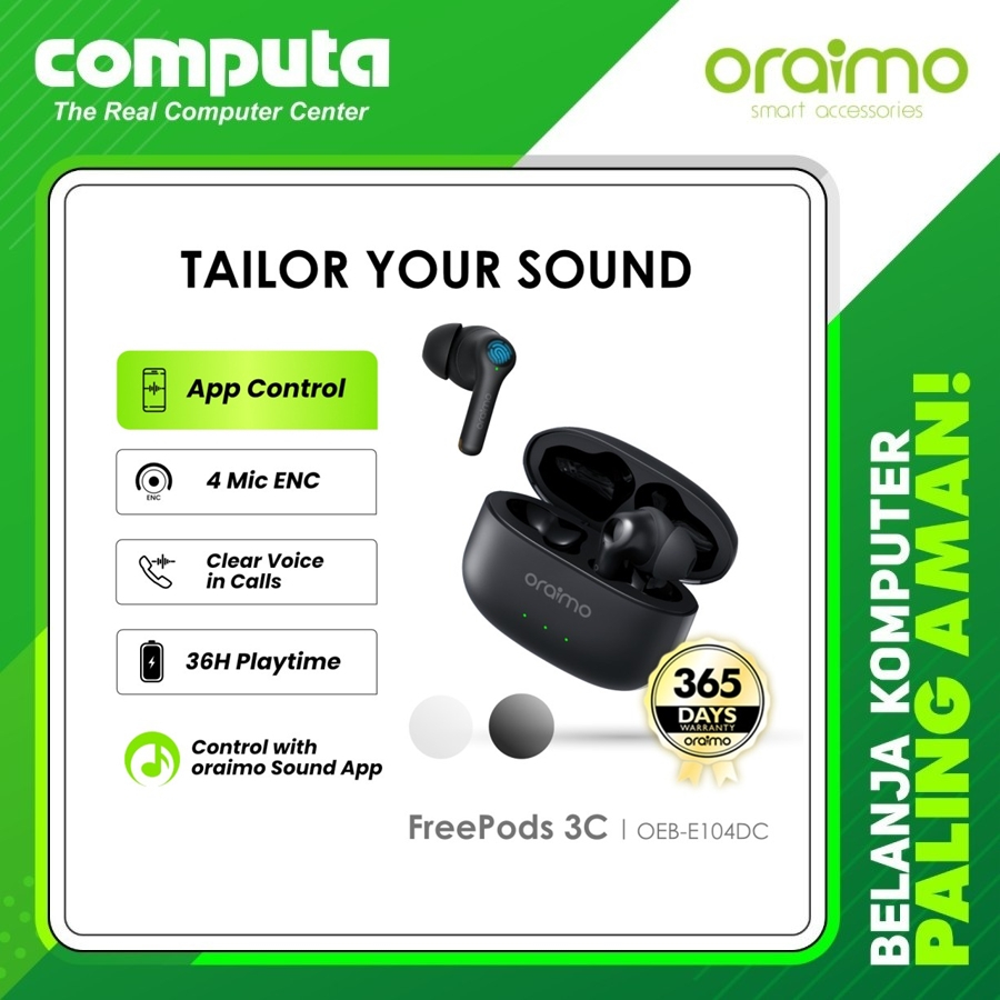 Jual Oraimo TWS Bluetooth Earphone v5.3 Earbuds Freepods 3C ENC OEB ...
