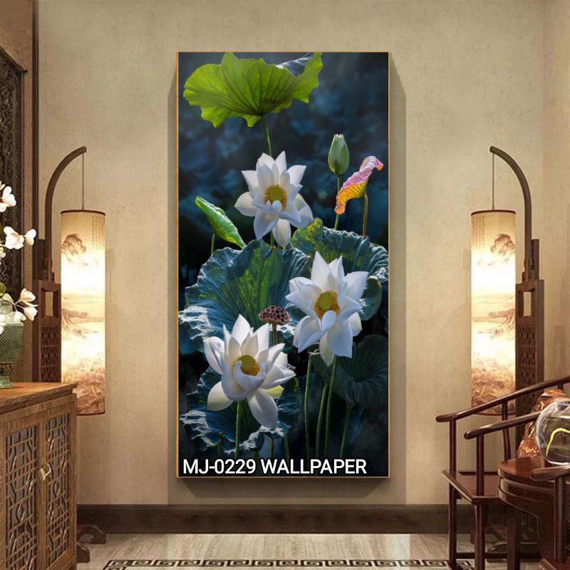 Jual wallpaper custom 3d bunga tema mural bunga dominan meninggi ...