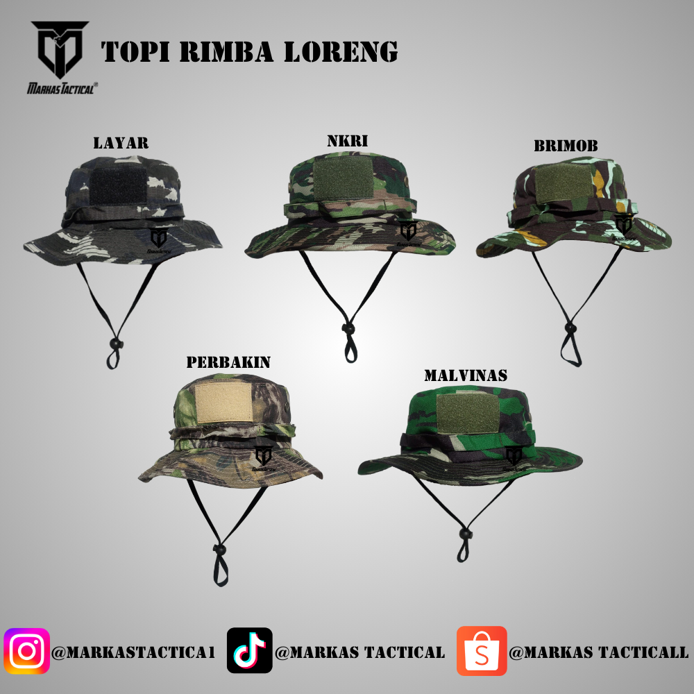 Jual Topi Rimba Army | Topi Jungle Hat Tactical | Topi Gunung Outdoor ...