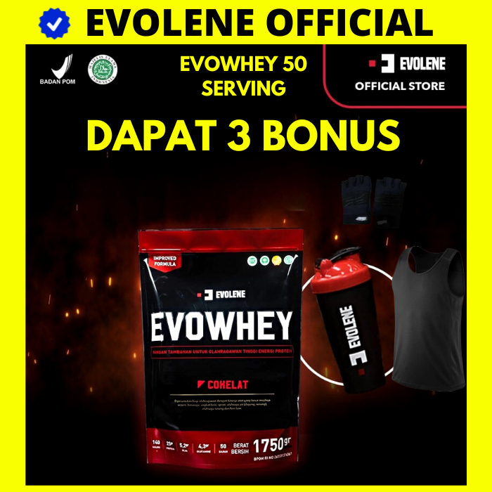 Jual EVOWHEY PROTEIN EVOLENE WHEY 1,75 KG/1750 GR SUSU GYM 50 SACHET ...