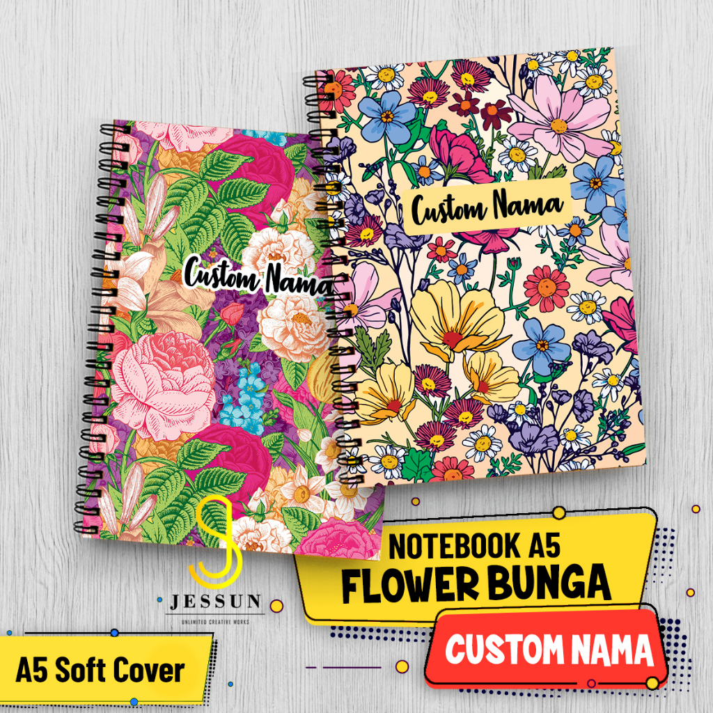 Jual NOTEBOOK A5 𝗙𝗟𝗢𝗪𝗘𝗥 𝗕𝗨𝗡𝗚𝗔 CUSTOM NAMA | Shopee Indonesia
