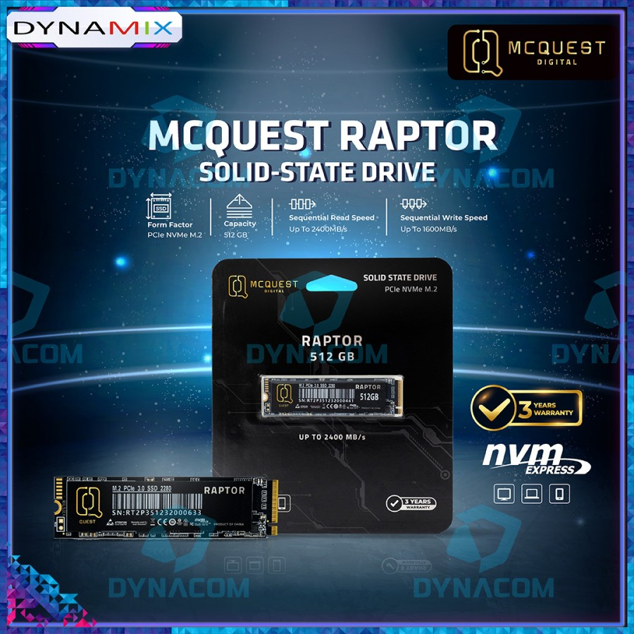 Jual MCQUEST DIGITAL SSD M.2 NVMe RAPTOR 256GB PCI-E Gen.3x4 GARANSI ...