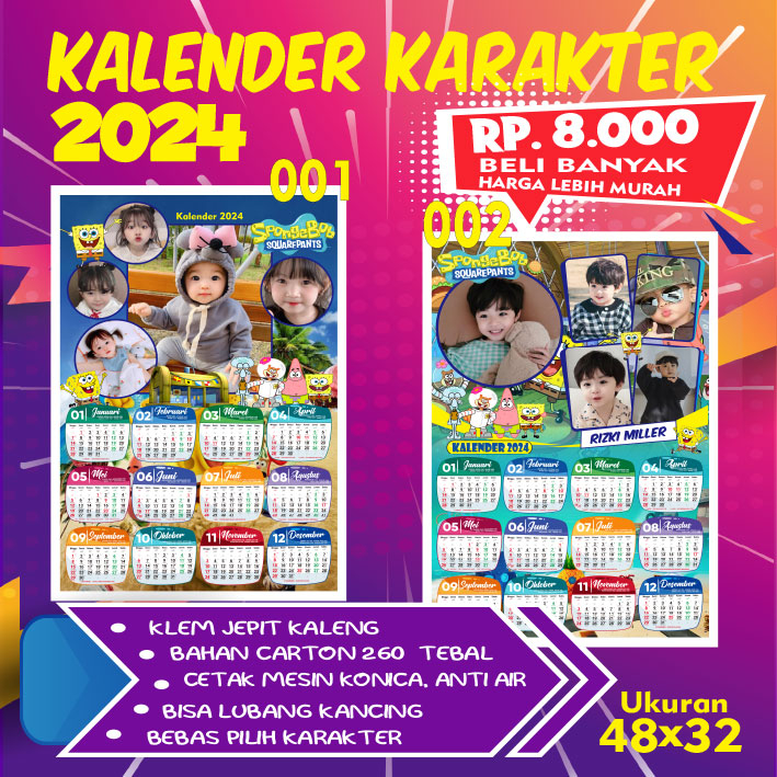 Jual KALENDER CUSTOM/KALENDER MOTIF/KALENDER 2024/KALENDER DINDING ...