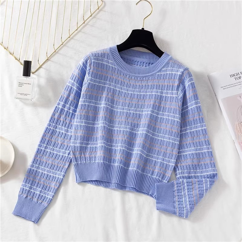 Jual The Monseur Gallery Kaos Rajut Lengan Pendek Wanita Striped T-shirt Korean Style | Shopee ...