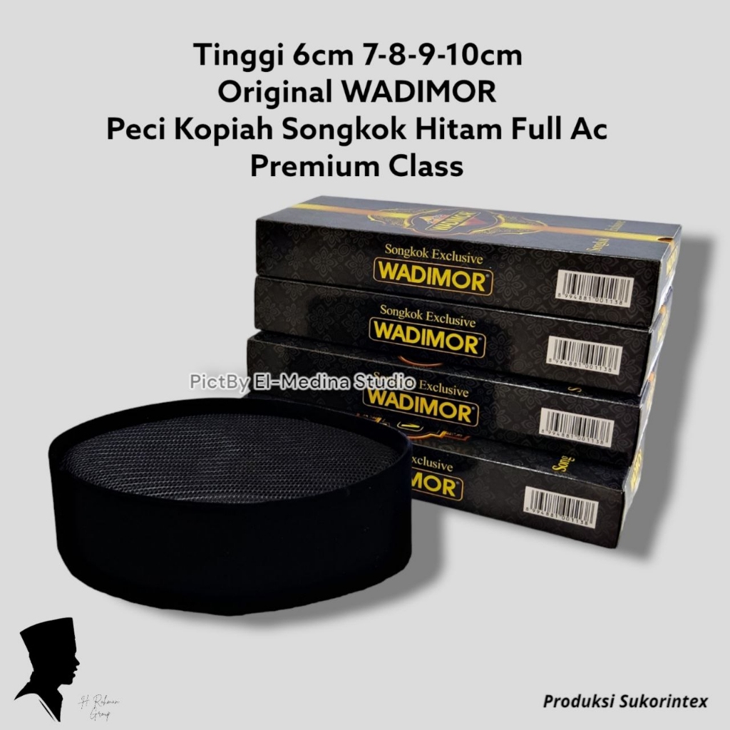 Jual Wadimor Full Ac Tinggi 6-7-8-9Cm Hitam Polos Premium Peci Kopiah ...
