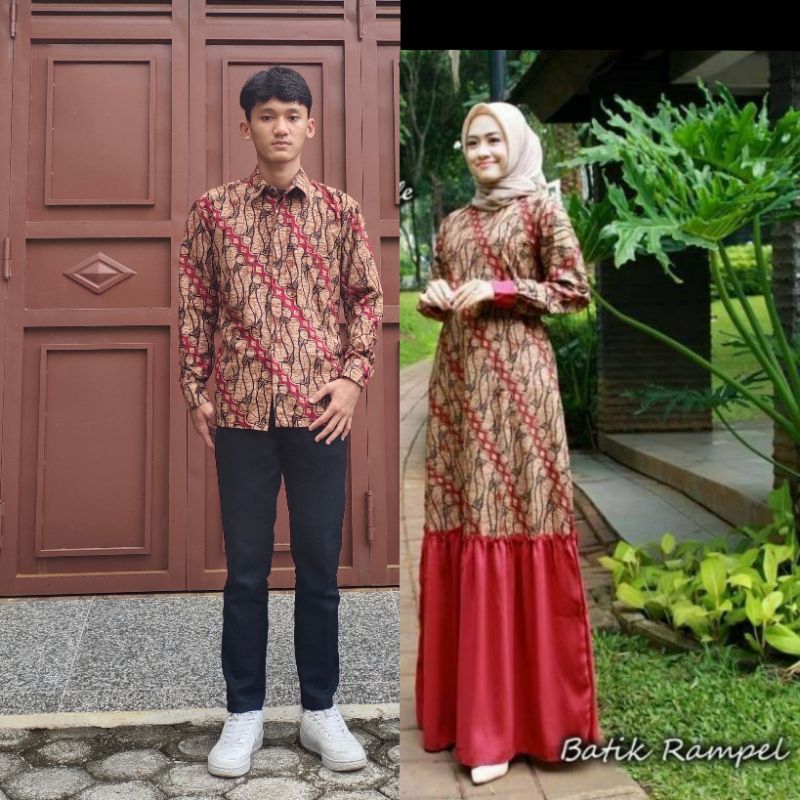 Jual couple baju pasangan gamis wanita motif batik | Shopee Indonesia
