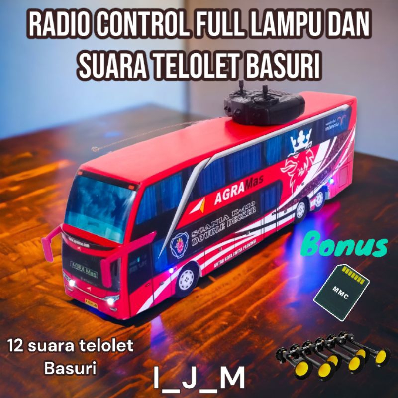 Jual Miniatur Bus AGRAMas SDD Remot control dan 12 Suara Telolet Basuri ...