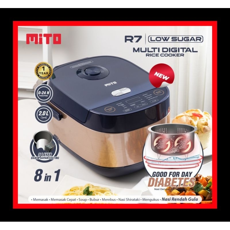 Jual Multi Digital Rice Cooker Mitochiba R7 2 liter Low Carbo 8 in 1 ...