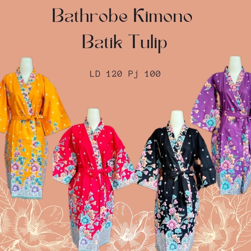 Jual Bathrobe Kimono Batik Baju tidur Pria Wanita moti tulip Hotel ...