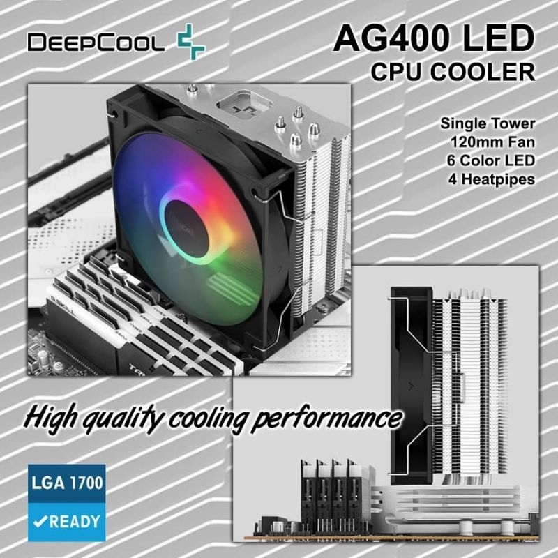 Jual DEEPCOOL AG400 FIXED RGB LED CPU COOLER | Shopee Indonesia