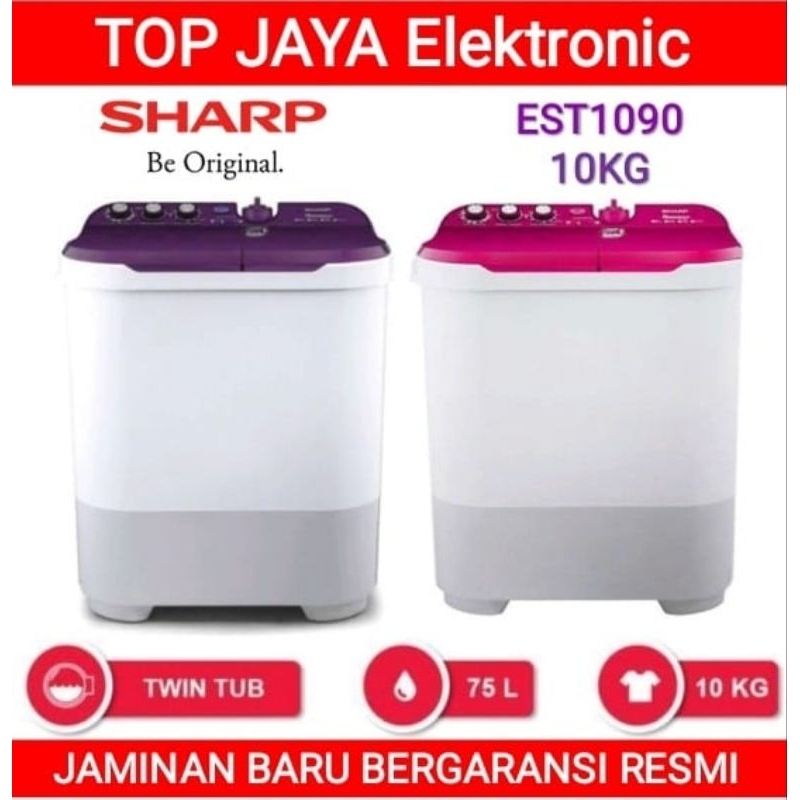 Jual MESIN CUCI SHARP 10KG TWIN TUB EST-1090/SHARP MESIN CUCI 1O KG 2 ...