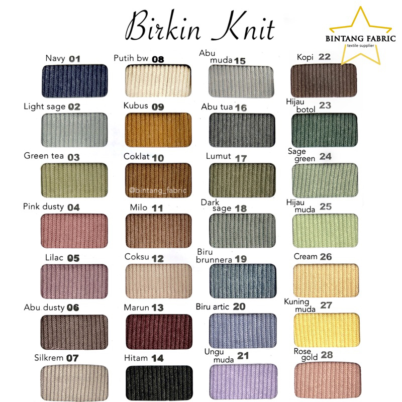 Jual Bahan Kain Bintang Fabric Birkinn Knit 1 kg | Shopee Indonesia