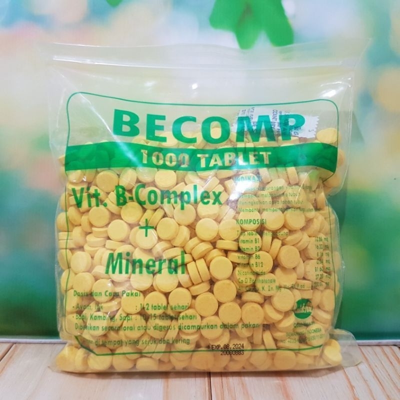 Jual Vitamin B Kompleks Ayam Kambing Sapi BECOMP 1000Tablet Vitamin B ...